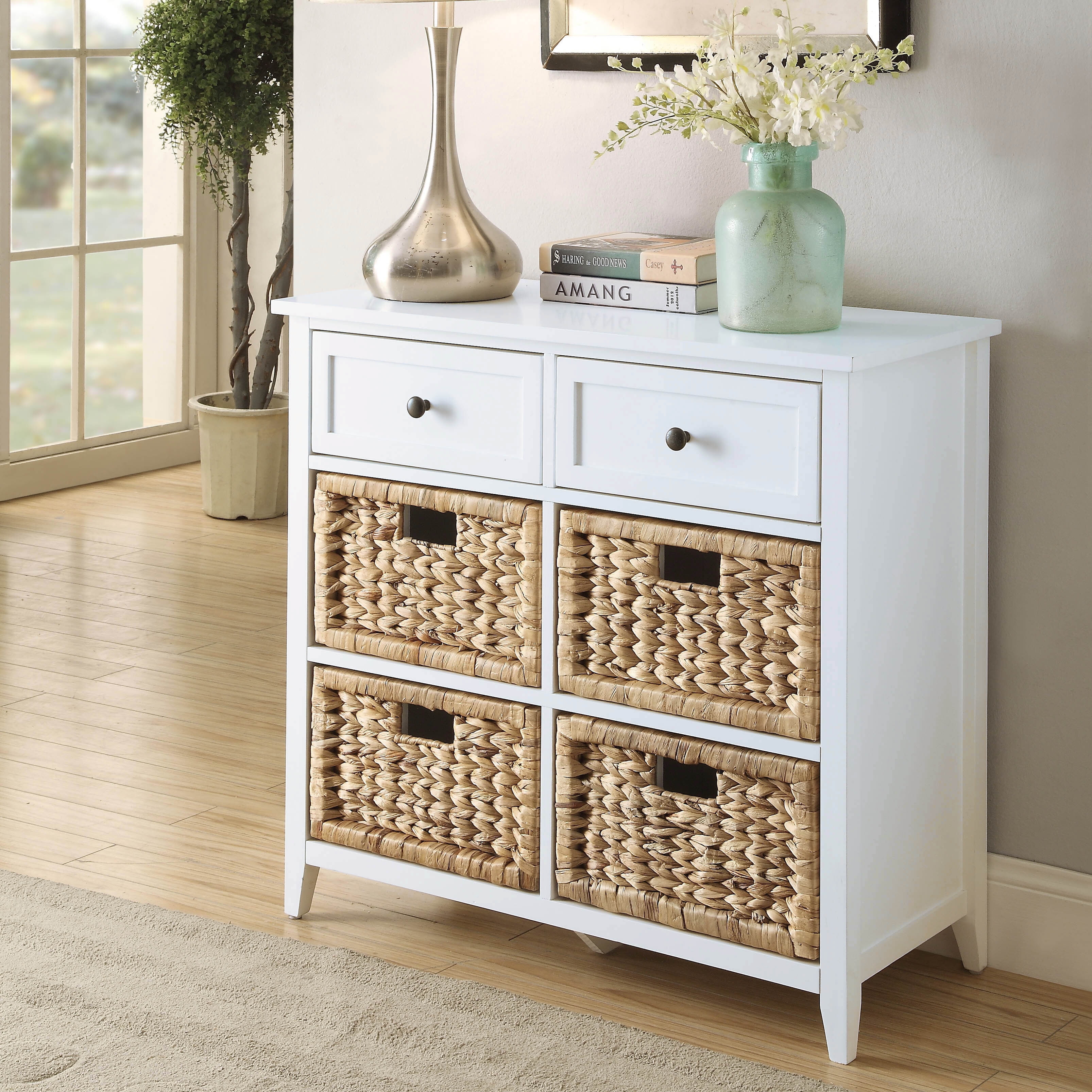 White 6 Drawer Console Cabinet Freestanding 5 Or More Drawers Wicker ...