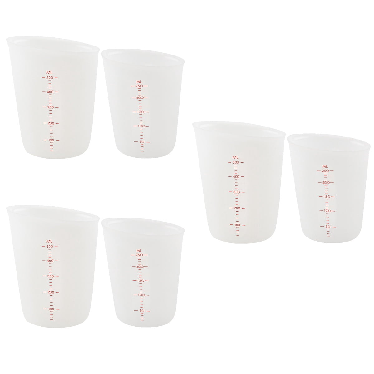 White 6 Pcs Liquid Measuring Cups Clear Scale Graduated Disposable ...