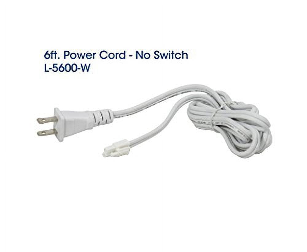 White 6' ft. Power Chord (no switch) for Under Cabinet and Furniture L ...