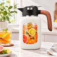 White 64 Ounces Borosilicate Glass Pitcher with Lid and Handle for Hot ...