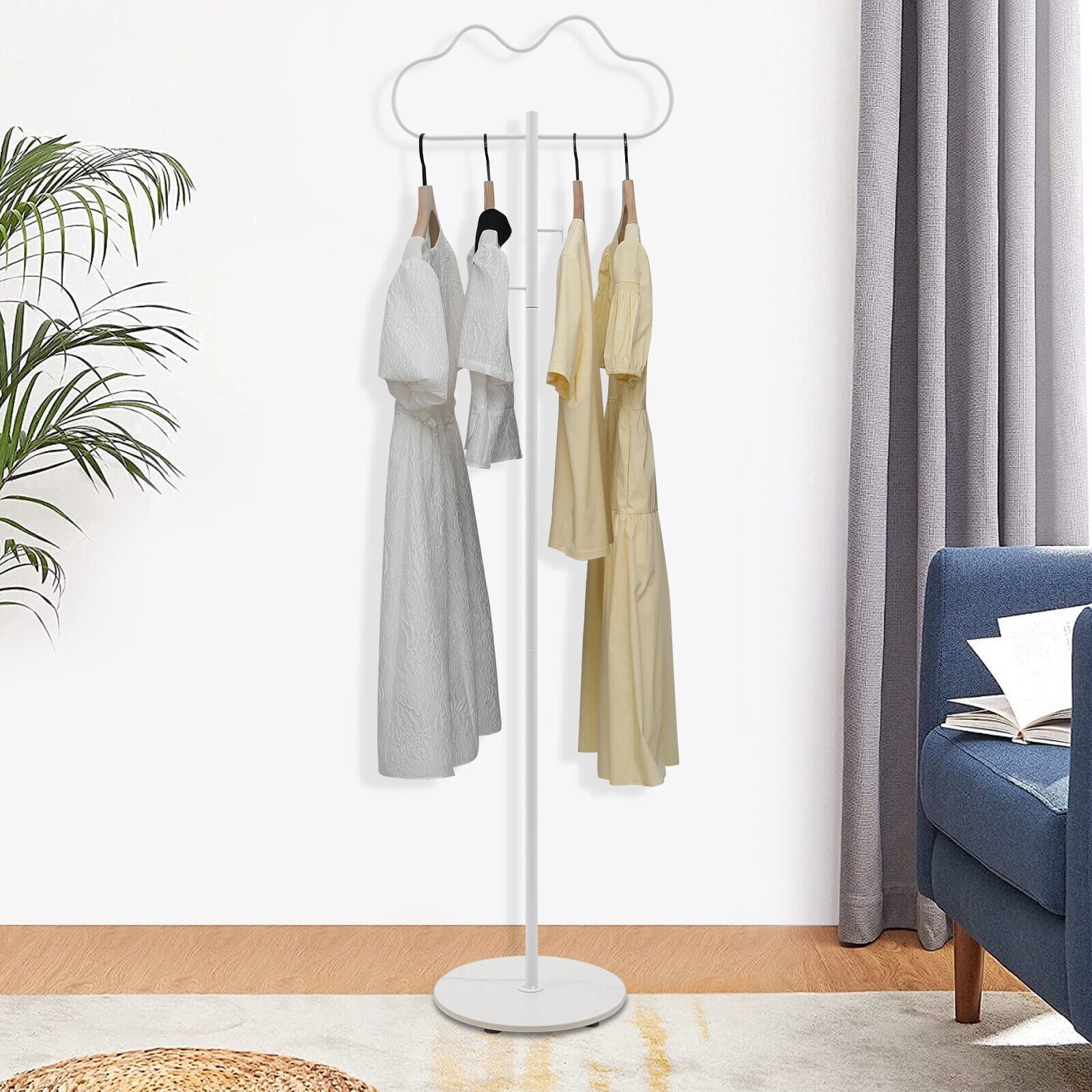 White 66.9in Coat Rack Stand Free Standing Clothes Hanger Handbags Rack ...