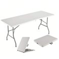 White 6FT Folding Table With Handle | Heavy-Duty Foldable Table ...