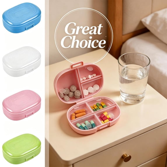 White 7-Compartment Pill Organizer, Airtight Semi-Transparent Portable ...