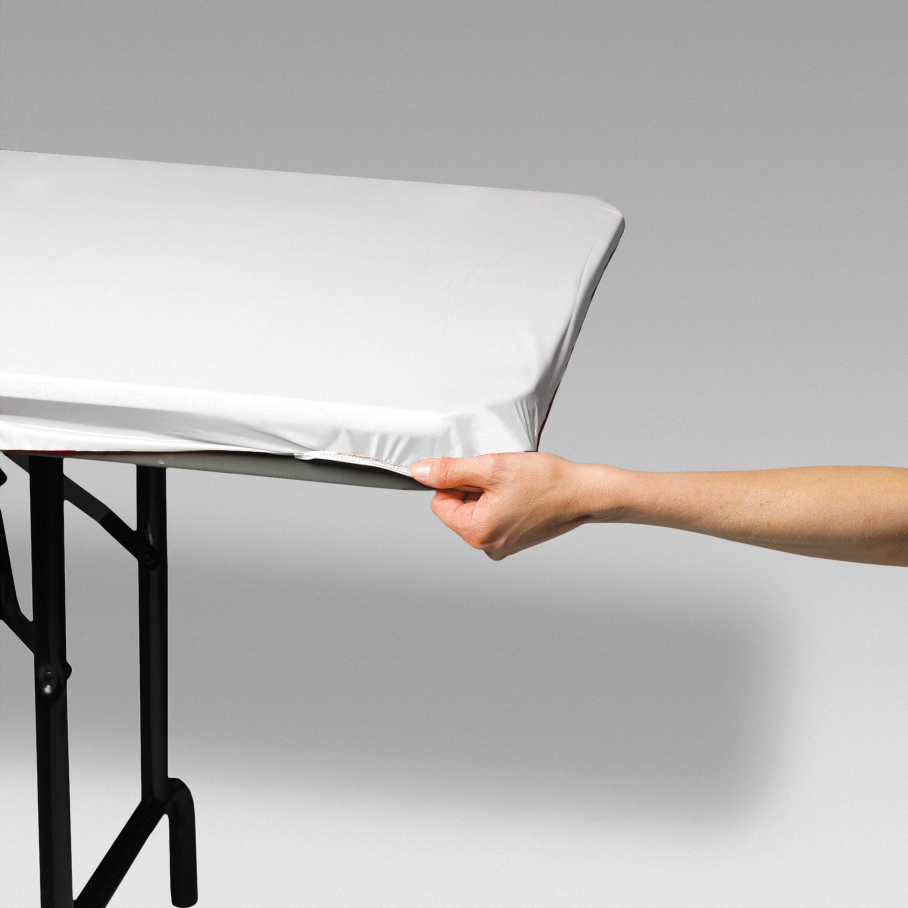 Creative Converting White Plastic Stay Put Tablecloth 72x29 3 Count ...