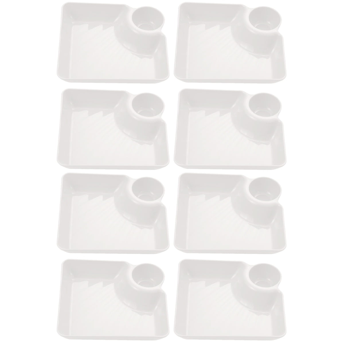 White 8 Pcs Veggie Tray Plastic Pallets Square Dessert Plates Snack ...
