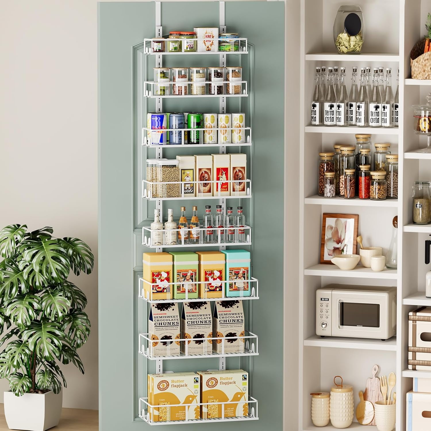 White 8-Tier Over The Door Pantry Organizer, Pantry Organization And ...