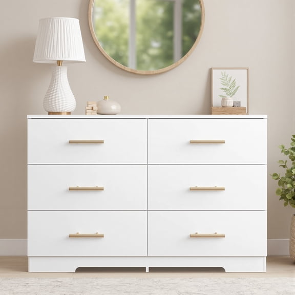 Fluted Dresser for Bedroom with 6 Drawers, 54" Wide Modern Chest of ...