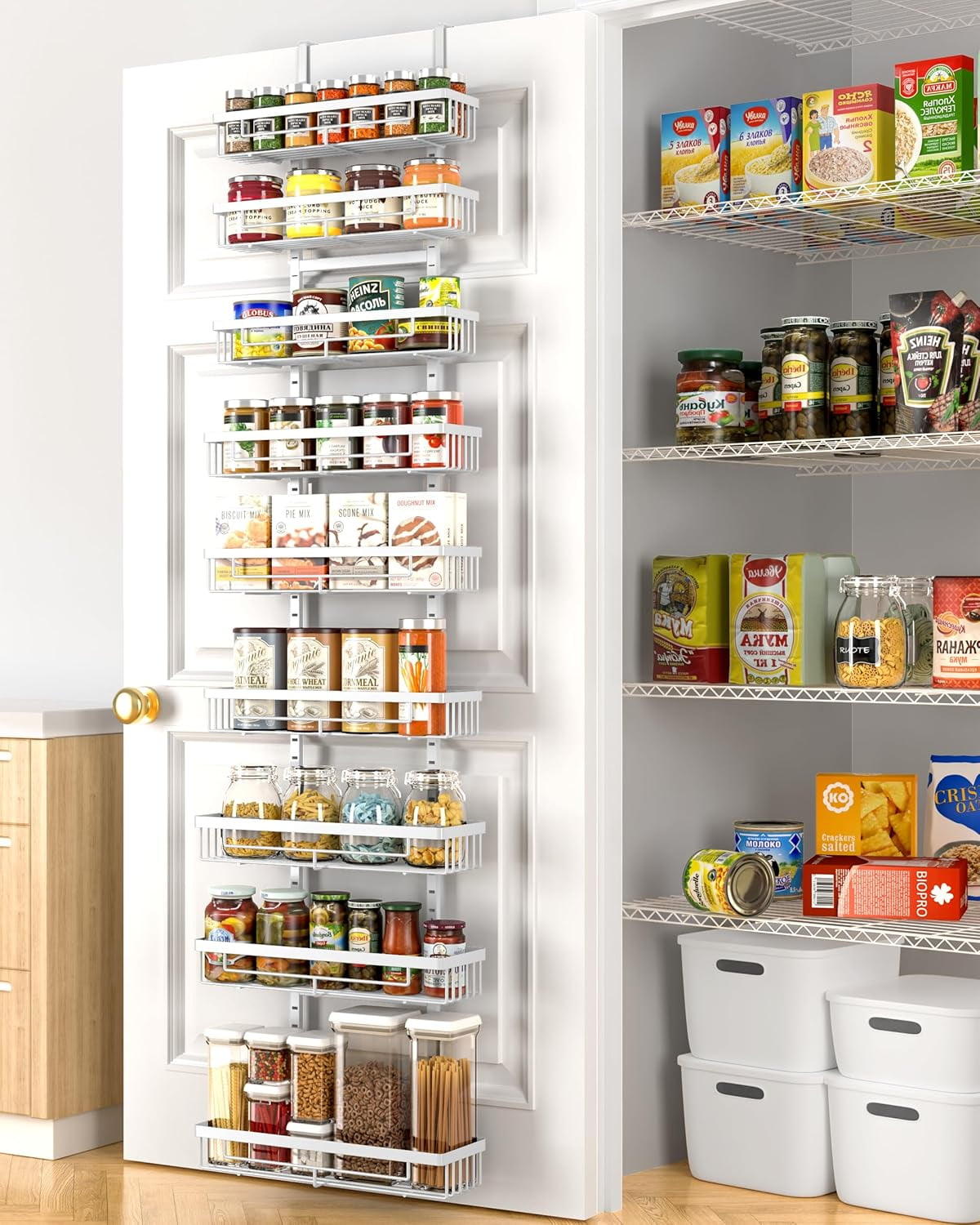 White 9-Tier Over The Door Pantry Organizer, Pantry Organization and ...