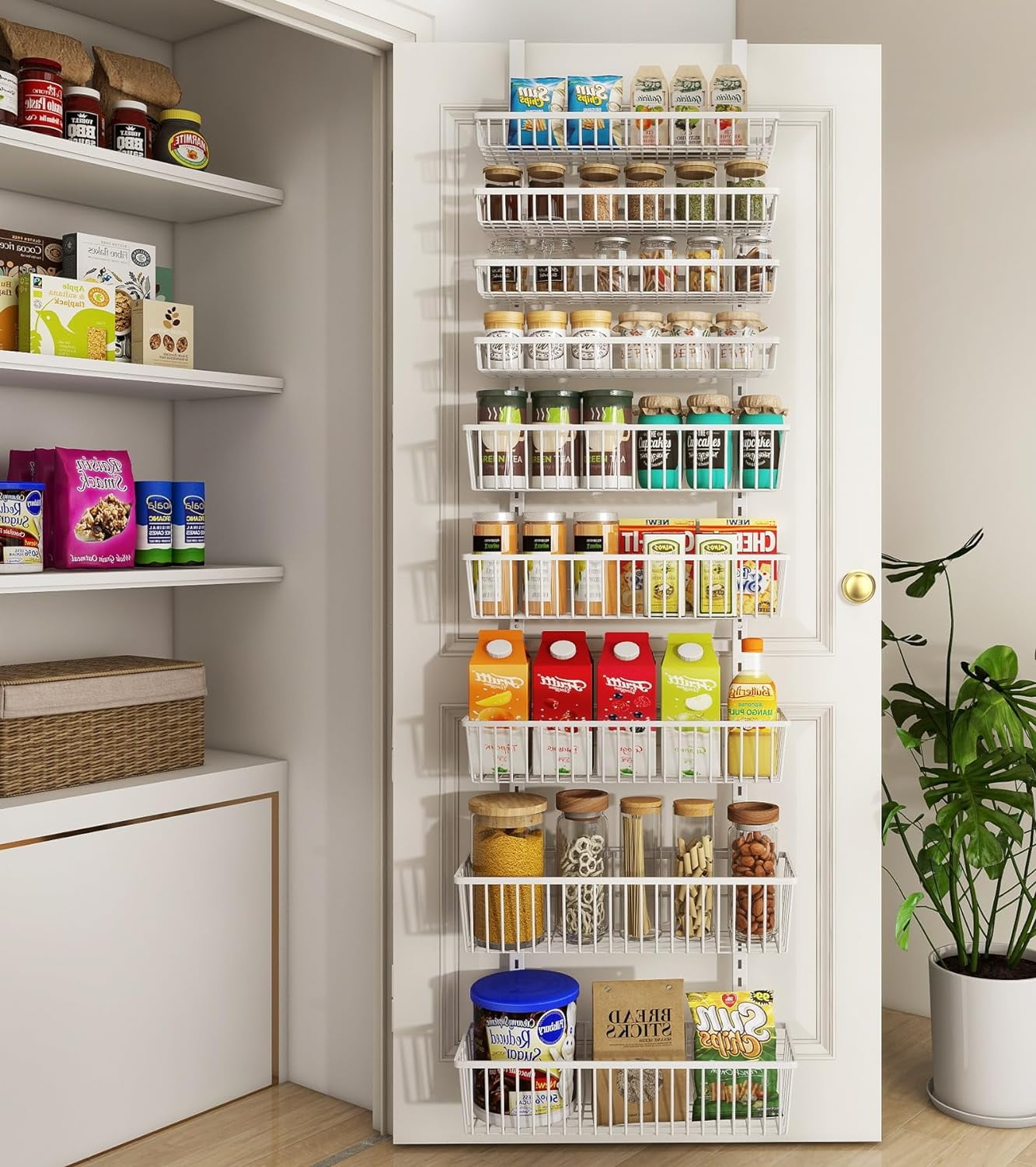 White 9-Tier Over The Door Pantry Organizer, Pantry Organization and ...