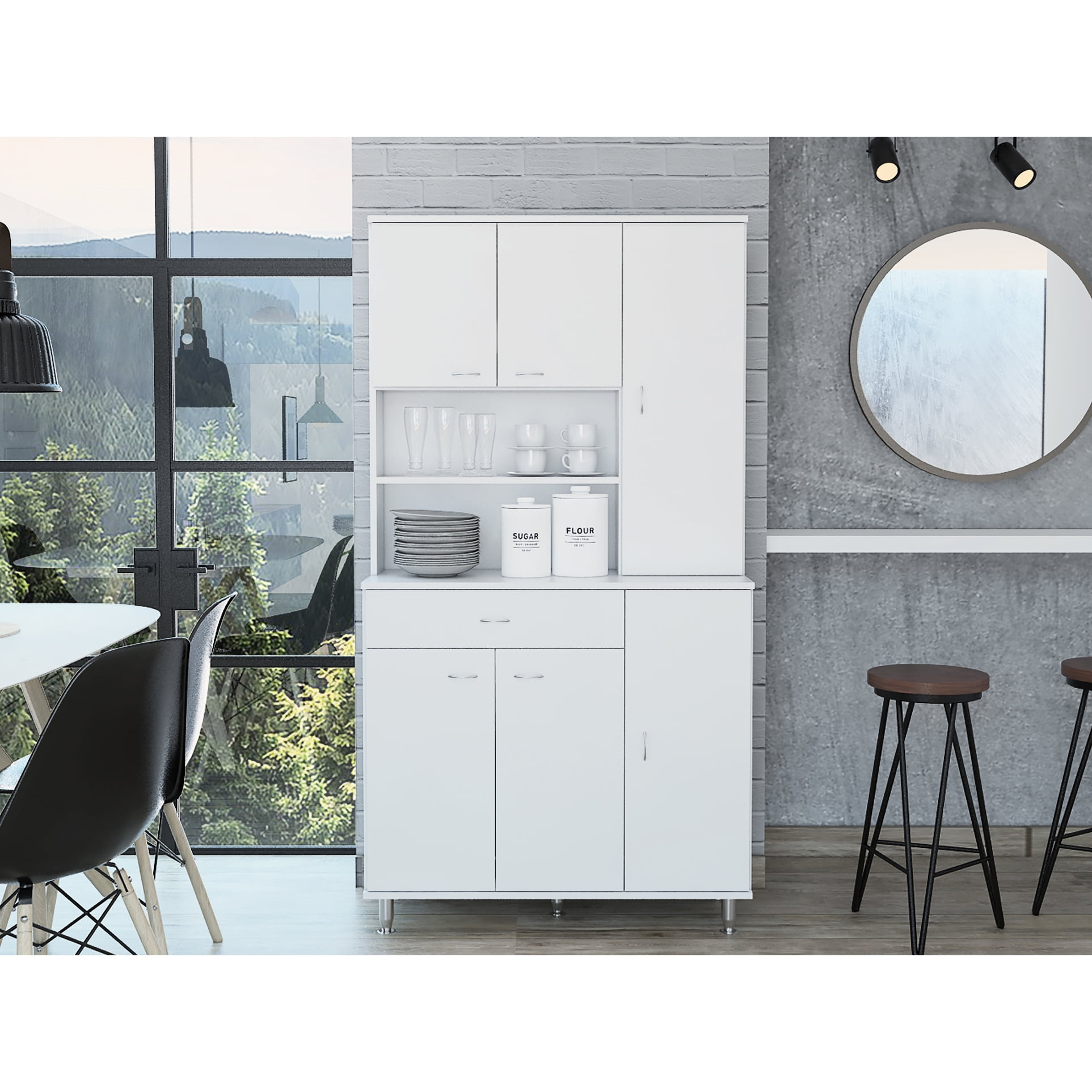 White 90 Kitchen Pantry - Extra Space For Household Utensils With Two ...