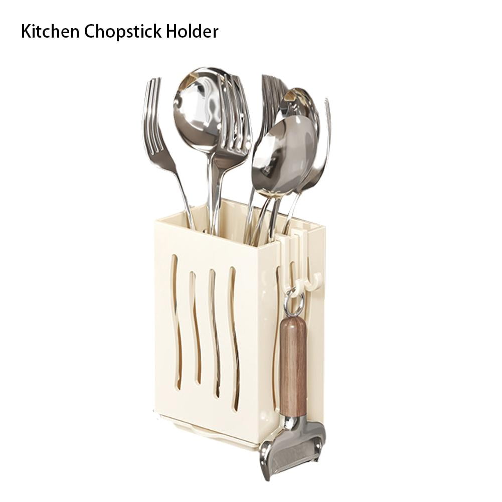 White Kitchen Chopstick Holder Chopstick Tube Wall-Mounted Knife Holder ...
