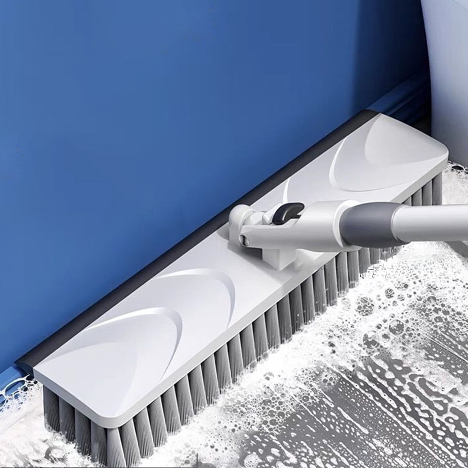 White ABS Adjustable Angle Pool Brush with Retractable Length (81-134cm/52.75in) for Cleaning ...