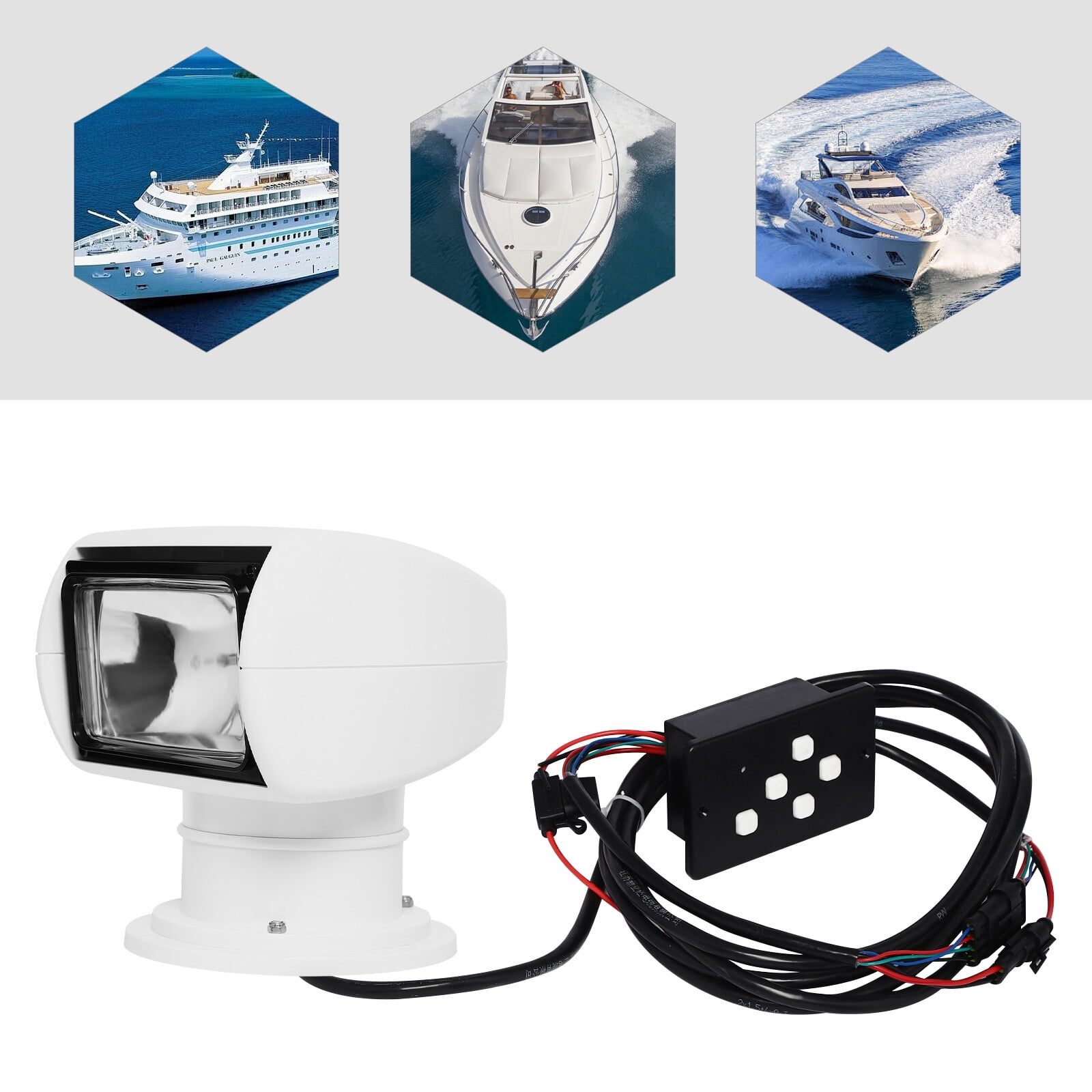 White ABS Boat Searchlight Boat Spotlight 100W Remote Control Modern ...