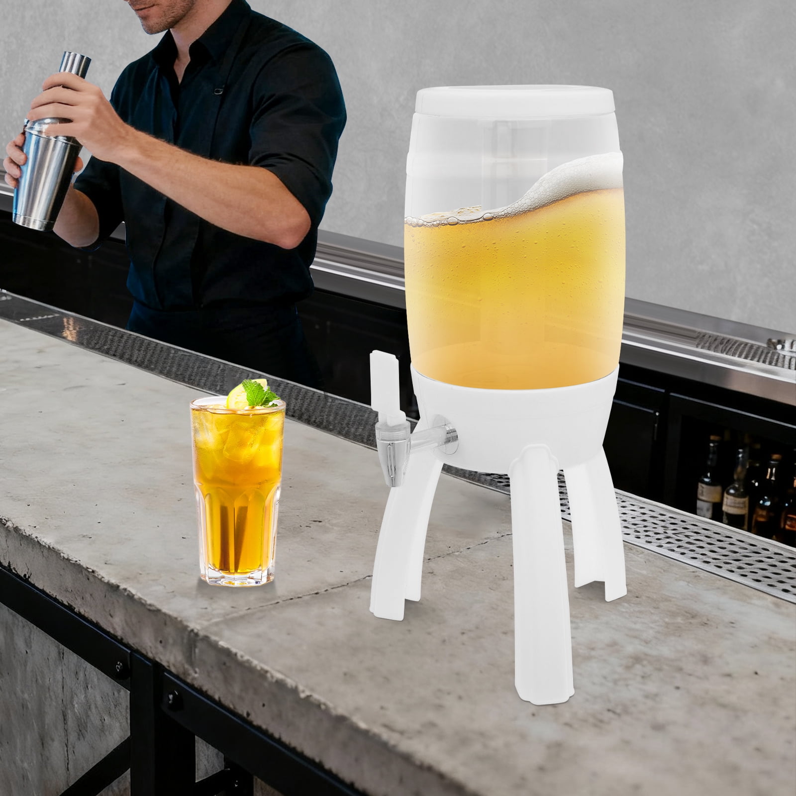 White ABS/PET 3 Liter Three-Legged Beer Keg With Faucet Led Icicle Beer ...