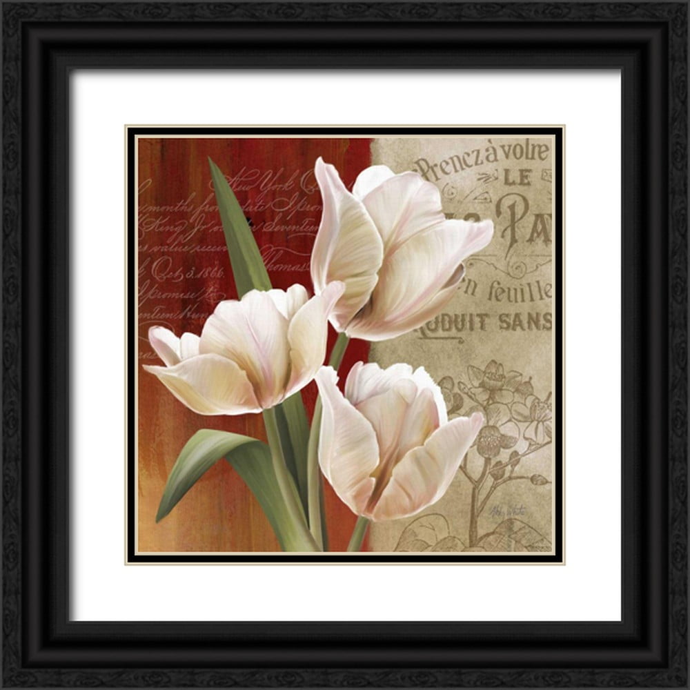 White, Abby 26x26 Black Ornate Wood Framed with Double Matting Museum ...