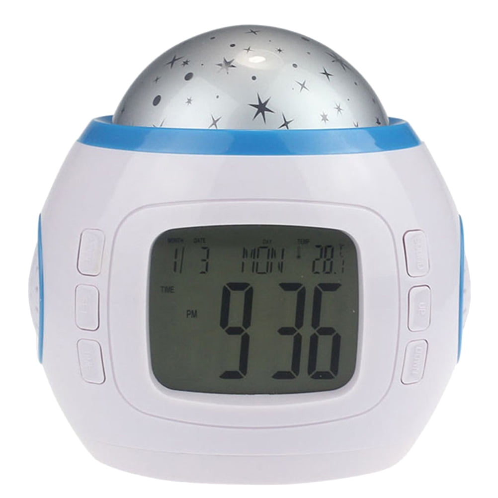 White Abs Uplighting Indoor Night-light Clock with Projector Digital ...