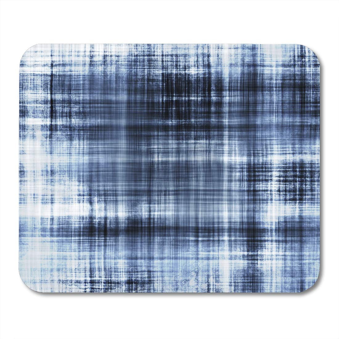 White Abstract Blue Tartan Plaid Black Check Colorful Grey Mousepad ...