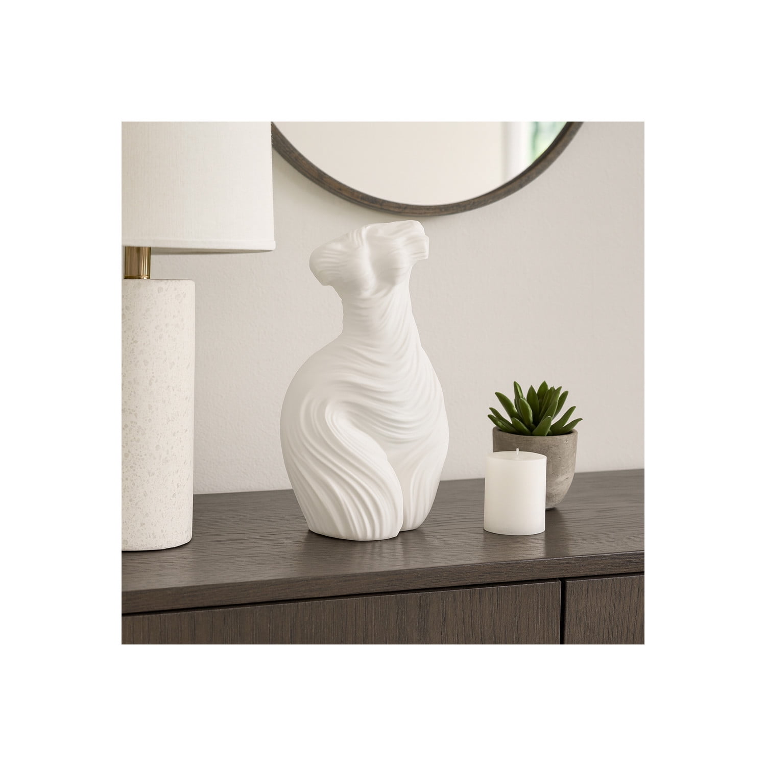 White Abstract Female Torso Sculpture in Resin - Decorative Objects for ...