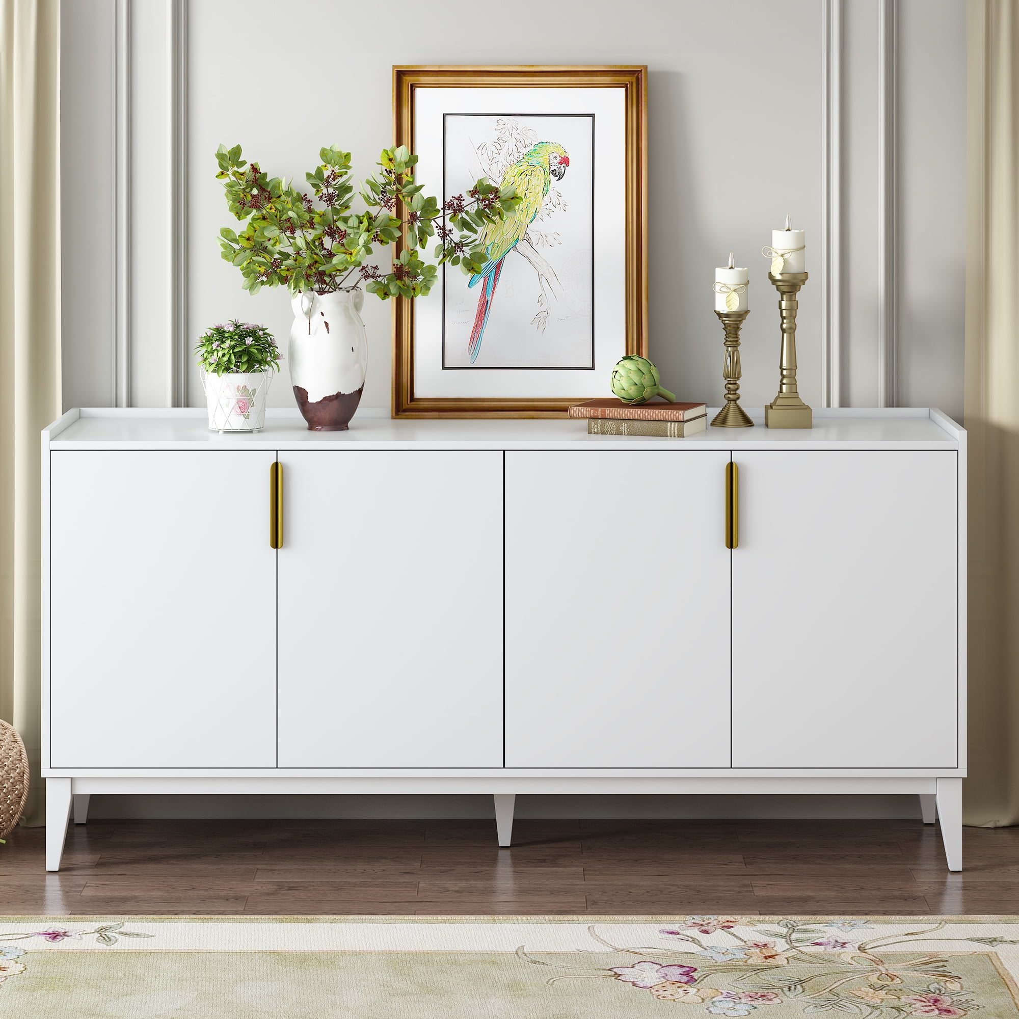 White Accent Cabinet, TUANLUO Storage Cabinet Furniture, Modern Accent ...