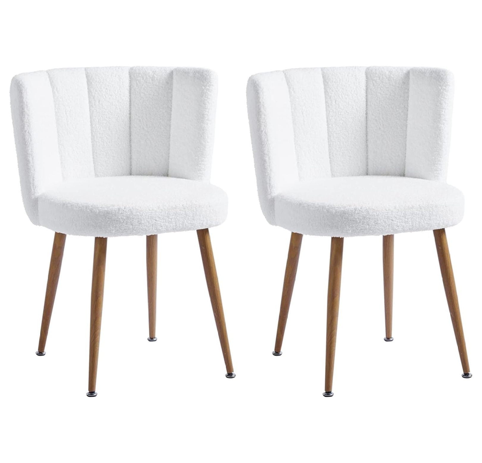 White Accent Chairs Set of 2, Century Modern Upholstered Side Chairs ...