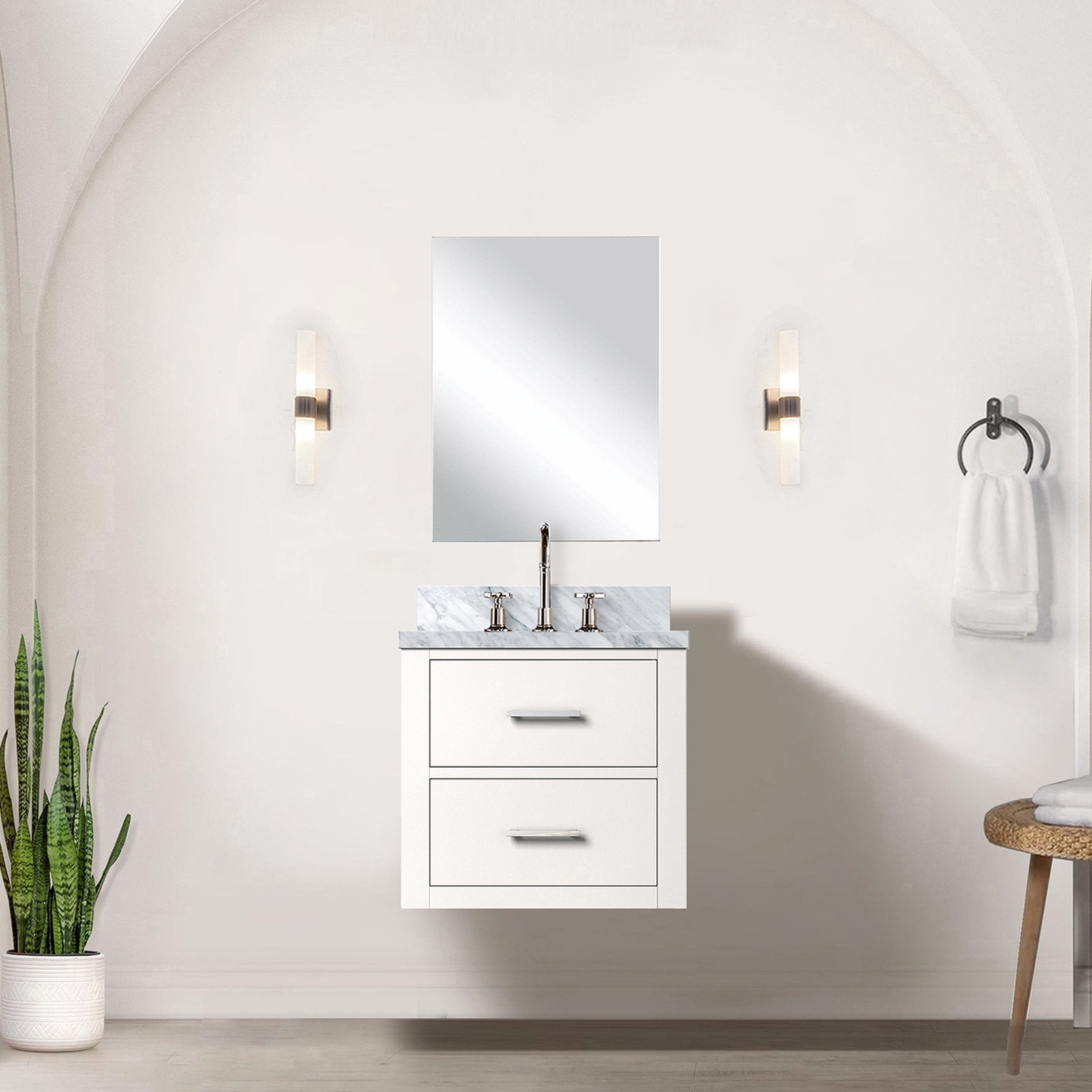 White Acrylic - Top Bath Vanity | Solid Wood Frame for Long - lasting ...