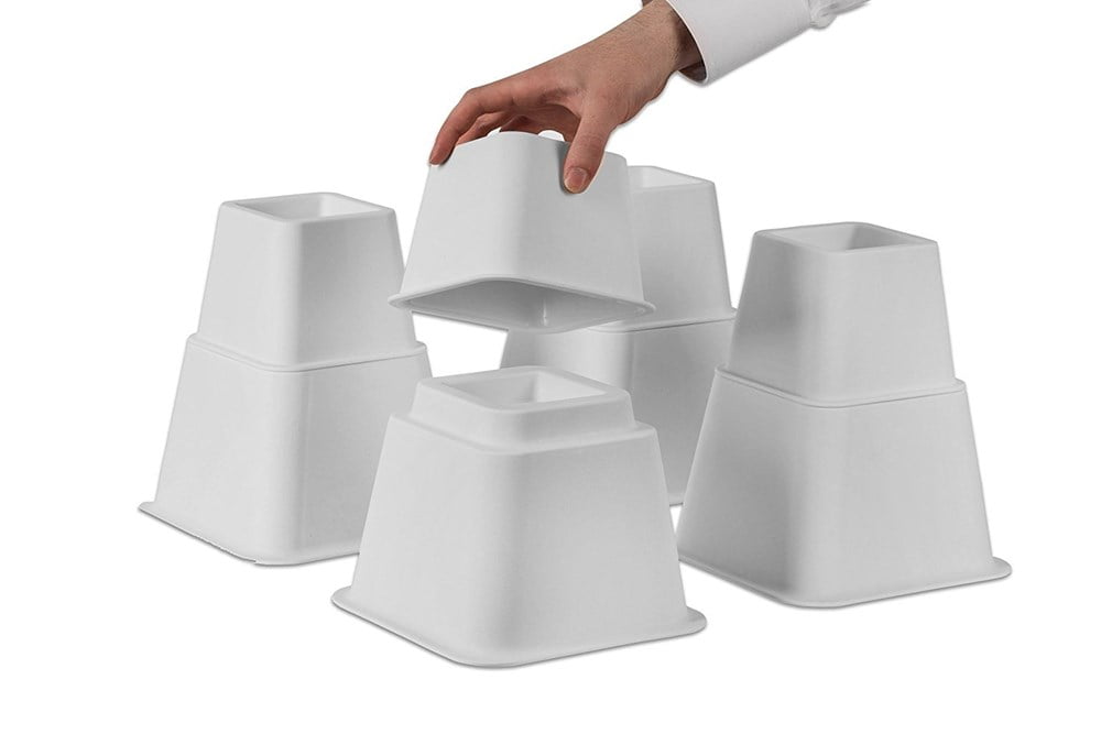 Adjustable White Bed Risers - Furniture Riser Lifts in 8, 5, 3 Inches ...