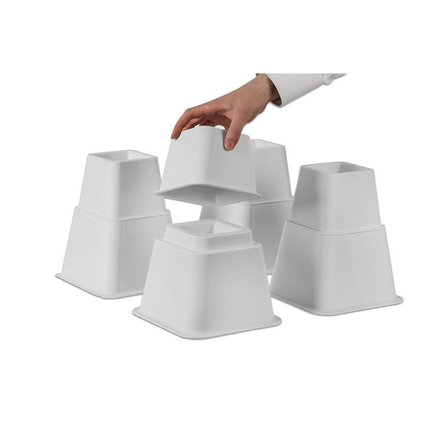Adjustable White Bed Risers - Furniture Riser Lifts in 8, 5, 3 Inches ...