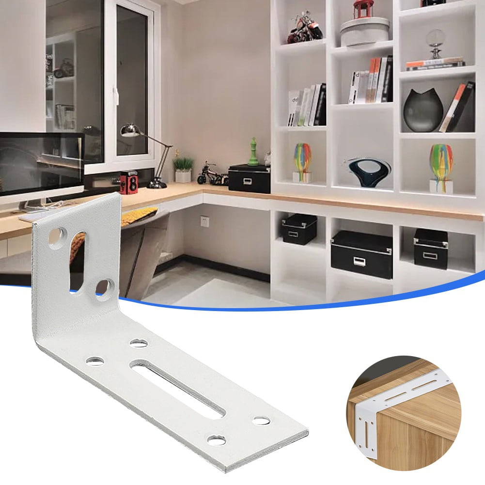 White Adjustable Corner Brace, Slotted L-Shape Steel Joint Right Angle ...
