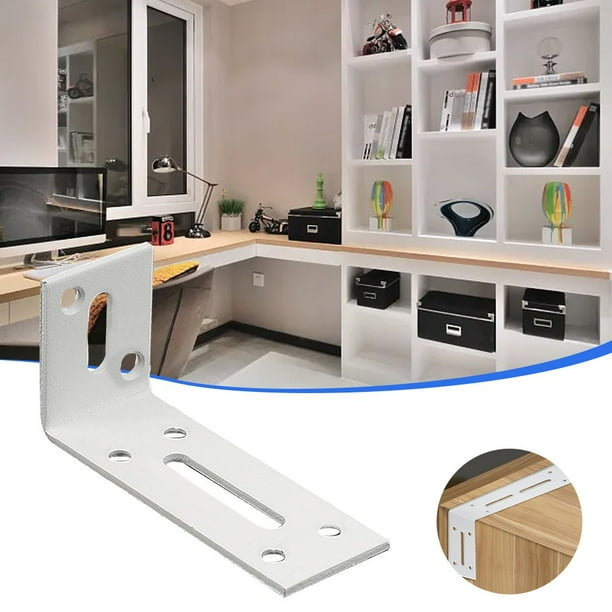 White Adjustable Corner Brace, Slotted L-Shape Steel Joint Right Angle ...