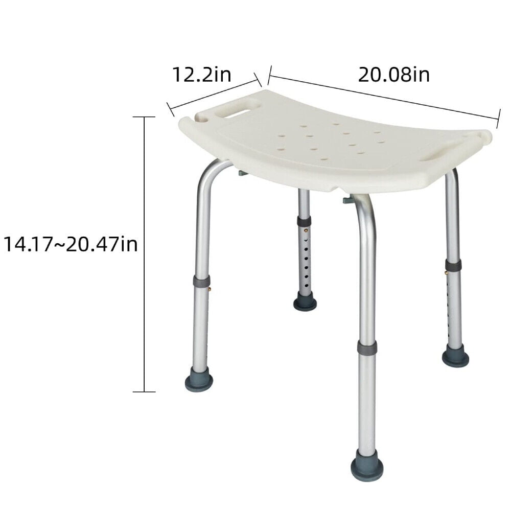 White Adjustable Medical Shower Chair Height Bath Stool Tub Seat ...
