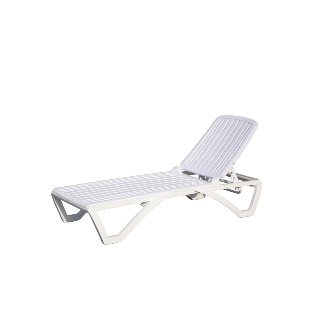 White Adjustable Plastic Recliner Lounge Chair for Pool Beach Tanning ...