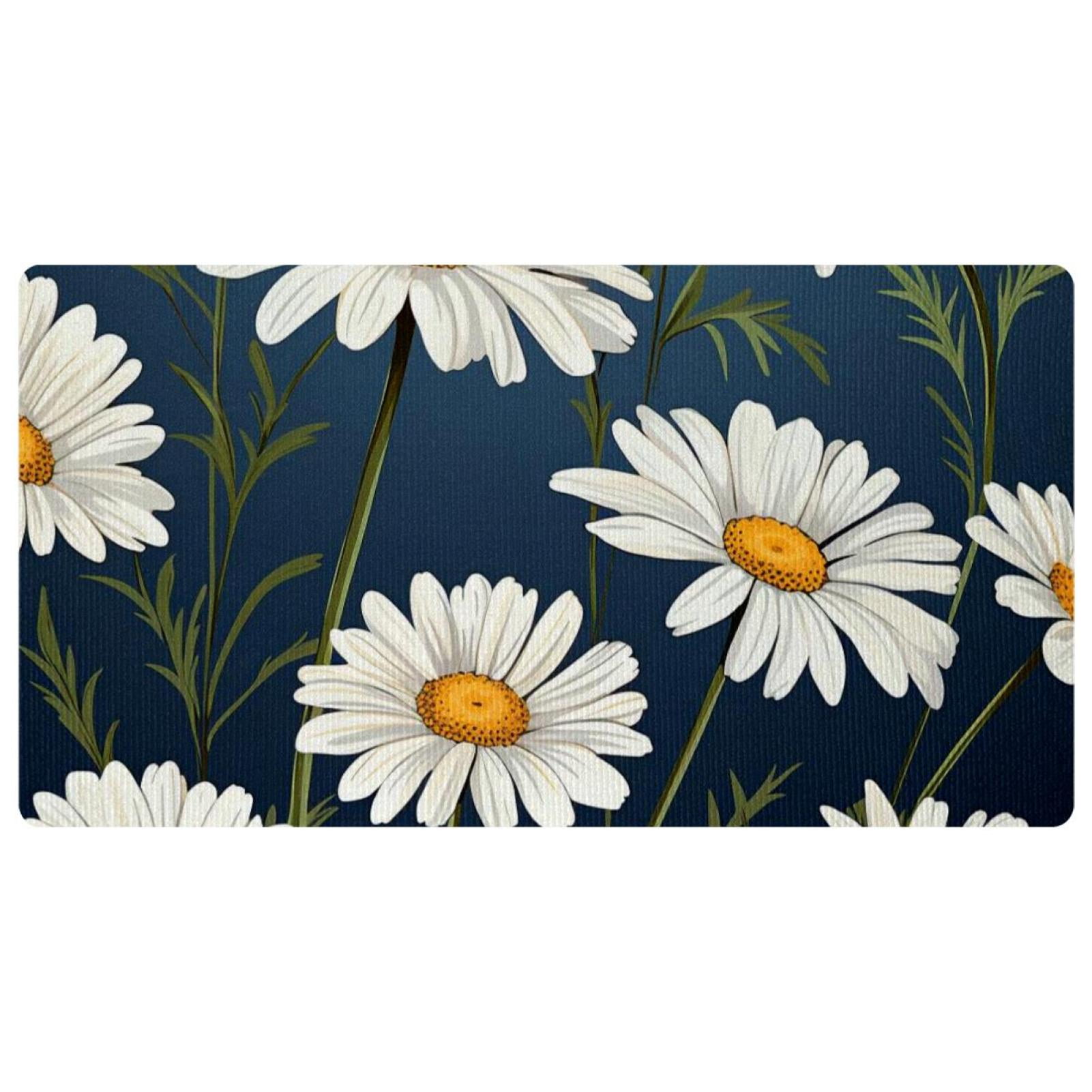 White Aesthetic Daisy Deluxe Kitchen Mats for Floor - Anti Fatigue ...