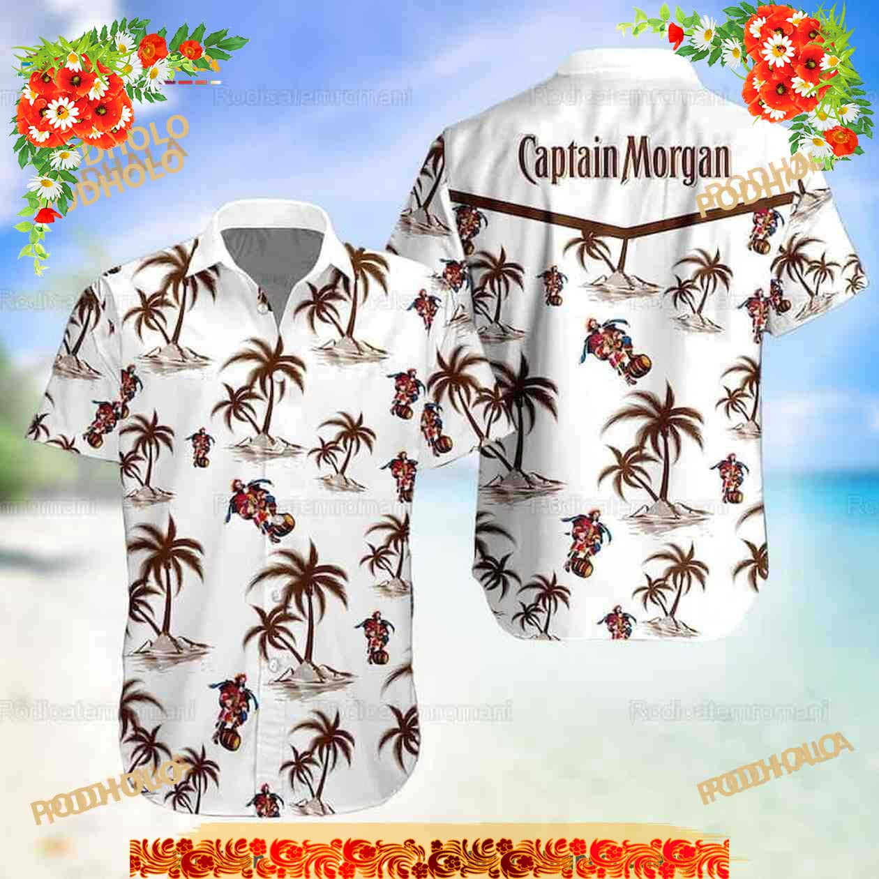 White Aloha Captain Morgan Funny Hawaiian Shirt Beach Gift For Friend ...