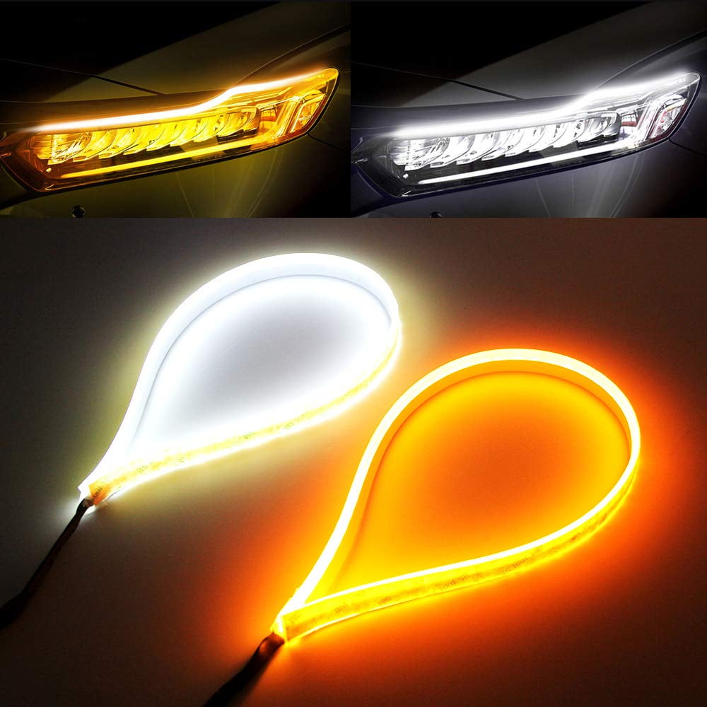 White Amber LED Strip DHF10 Light 2Pcs 23 Inches PCS Led Chip Dual ...