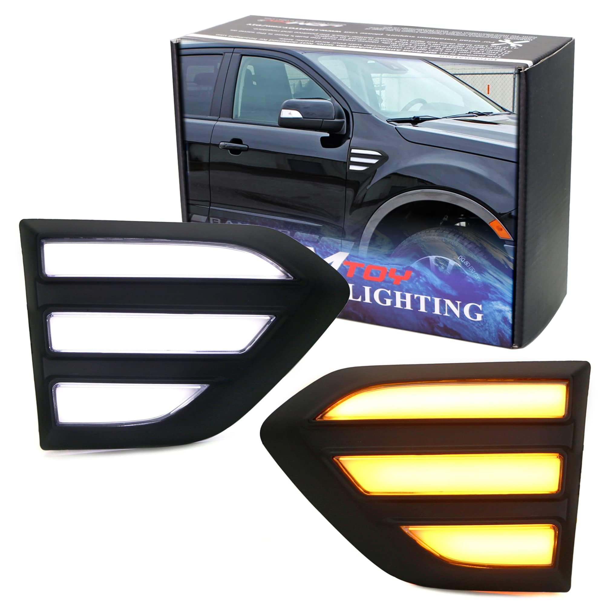 White/Amber Switchback Dual-Color Driving/ Dynamic Sequential Turn Signal Blink LED Fender Side ...