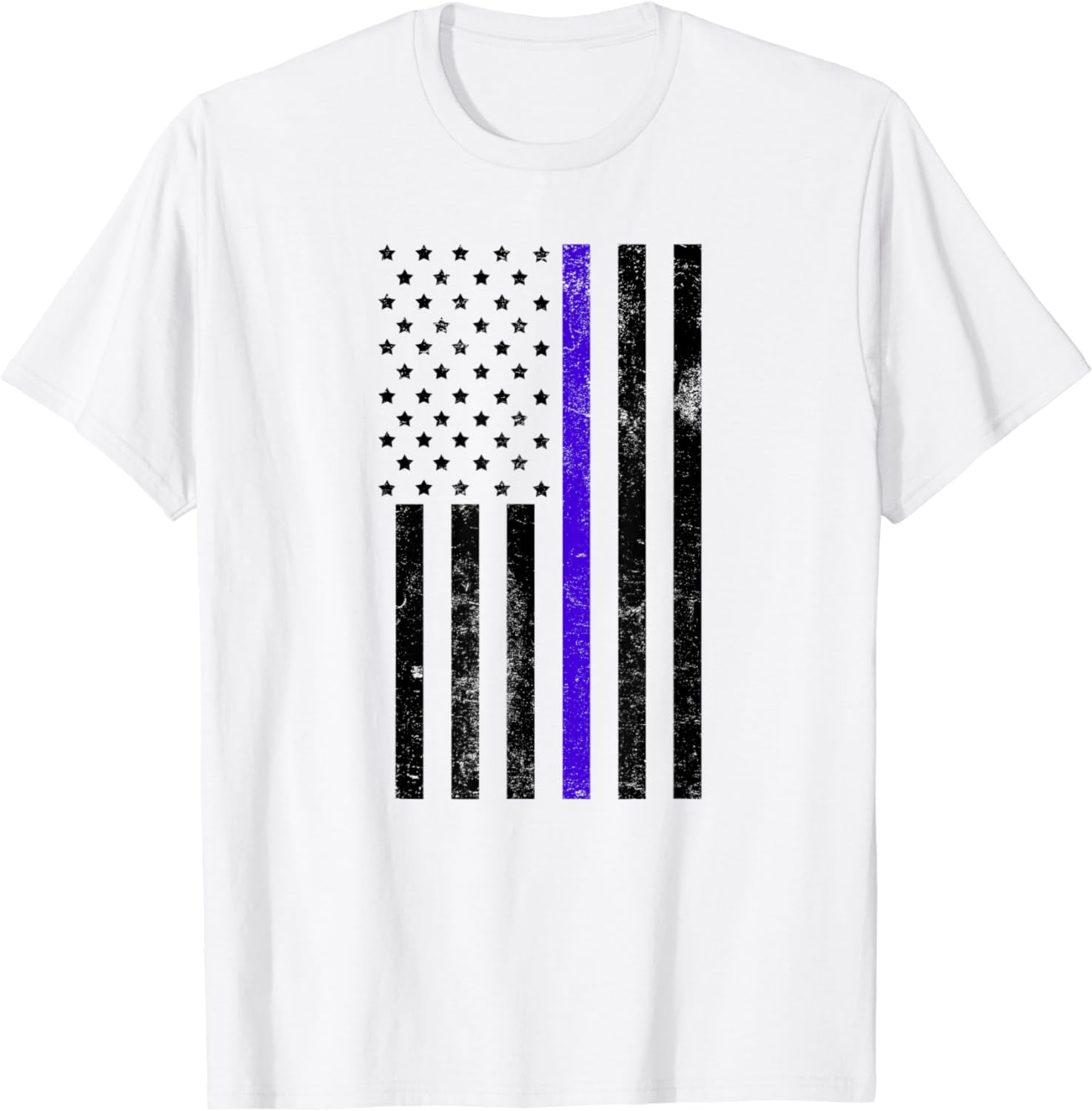 White American Flag Blue Line Policemen Enforcers Men Gift T-Shirt ...