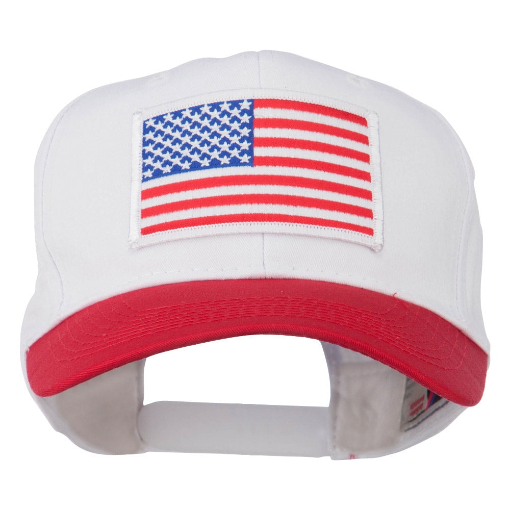 White American Flag Patched Cotton Twill Cap - Red White OSFM - Walmart.com