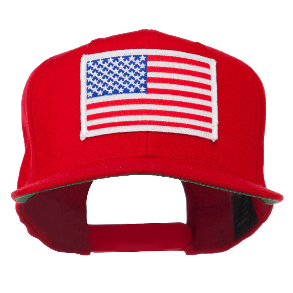 White American Flag Wool Blend Prostyle Patched Cap - Red OSFM ...
