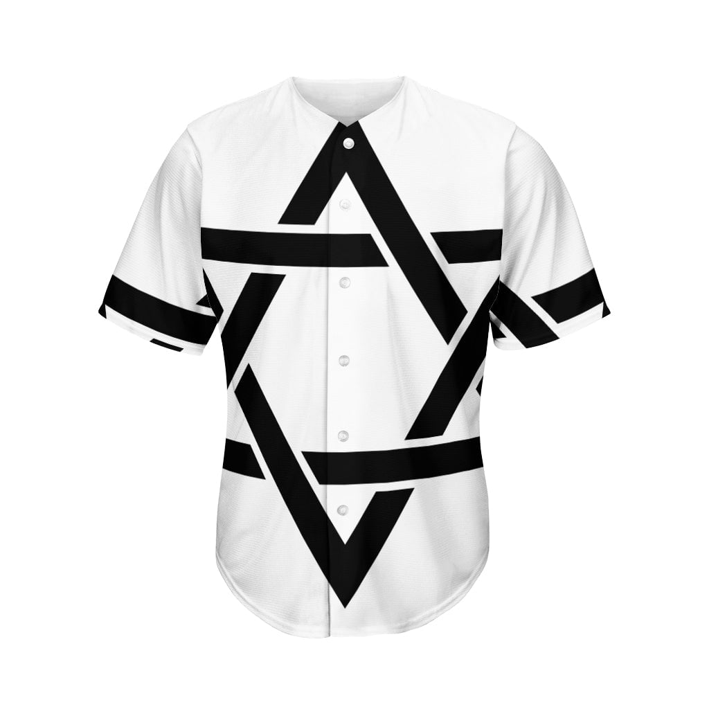 White And Black Star of David Print Active Baseball Jersey for Men and ...