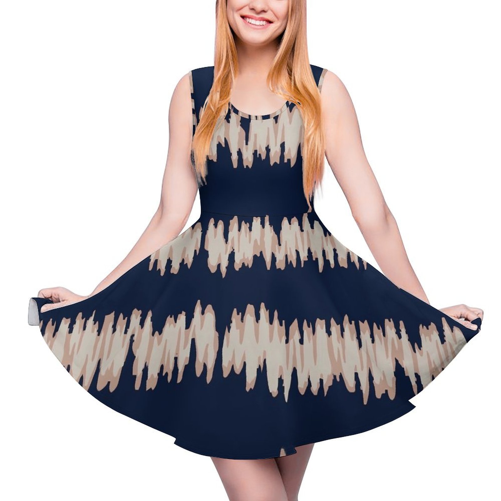 White And Black Tie Dye Dress Liquid Dresses Sleeveless Aesthetic ...