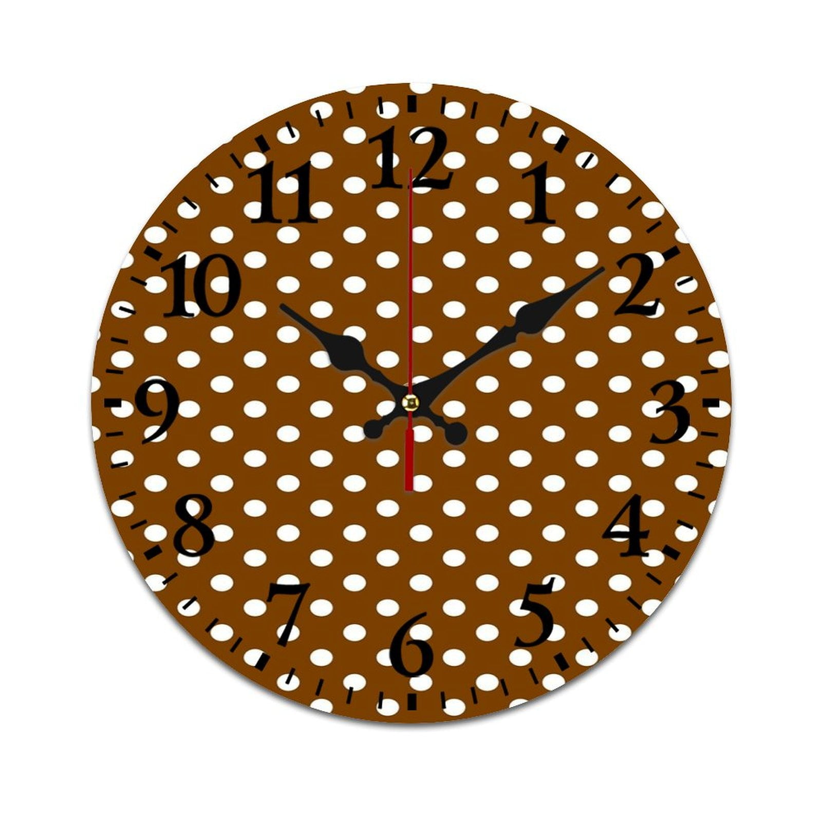 White And Brown Polka Dots Wall Clock Modern Design Clocks Wall Hanging ...