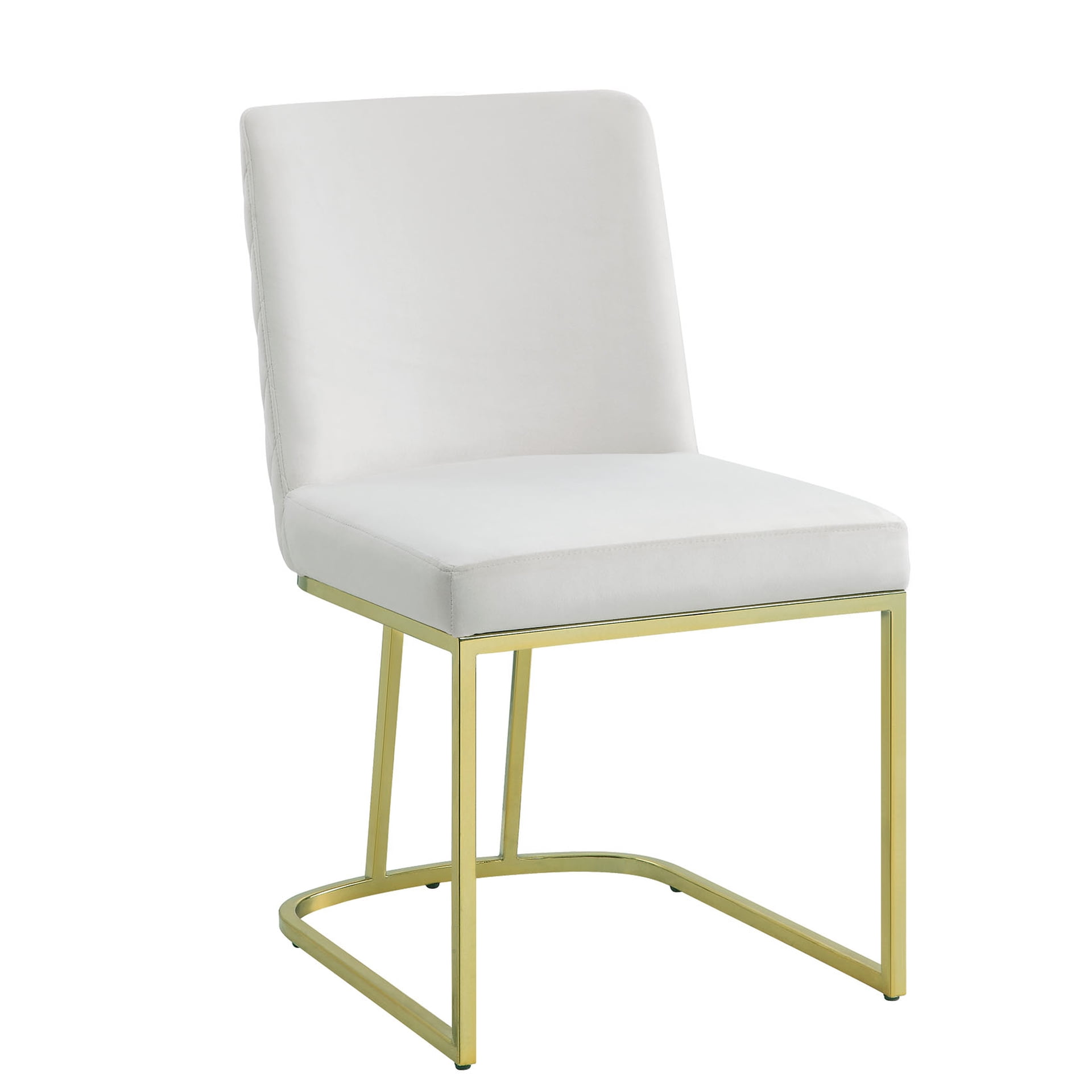 White And Gold Side Chair Pair - Modern Dining Location With Metal Base ...