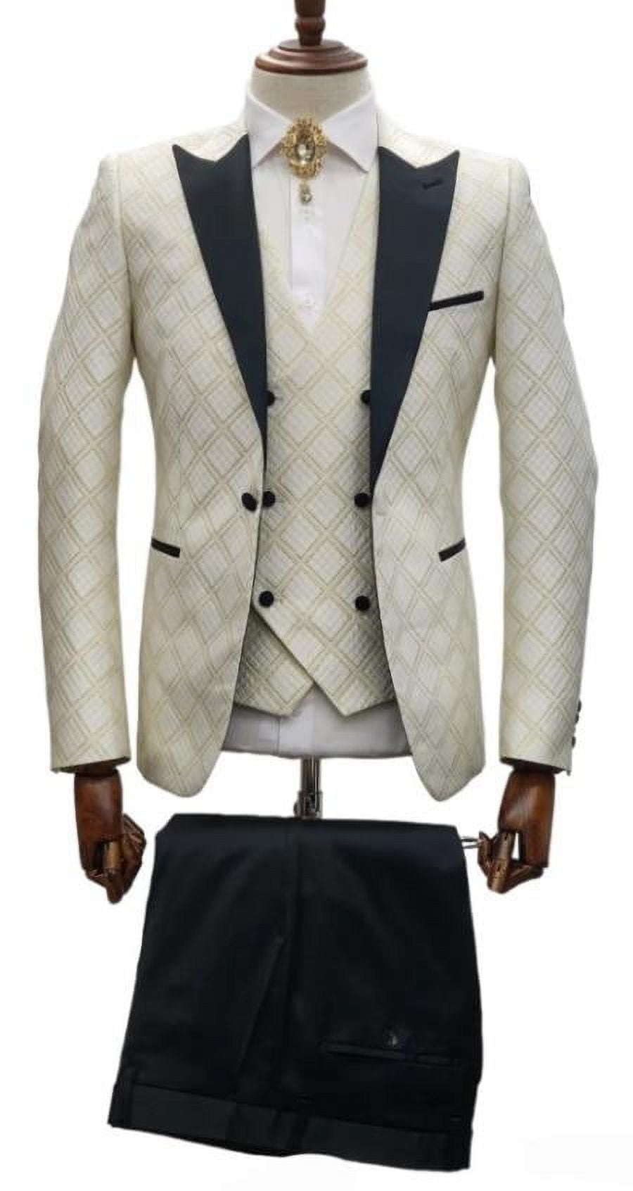 White And Gold Tuxedo - White And Gold Prom Suit - Wedding Tuxedo ...