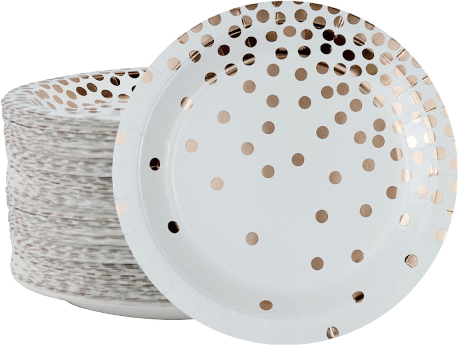 White And Rose Gold Foil Party Paper Plates 9'' Disposable Dinner ...