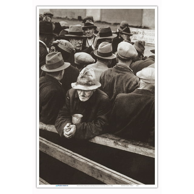 White Angel Breadline San Francisco - Vintage B&W Historical Photograph ...