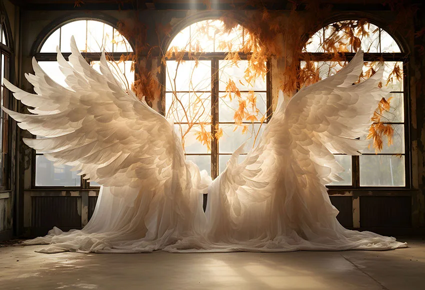 White Angel Wings Window Adult Birthday Wedding Maternity Portrait r ...