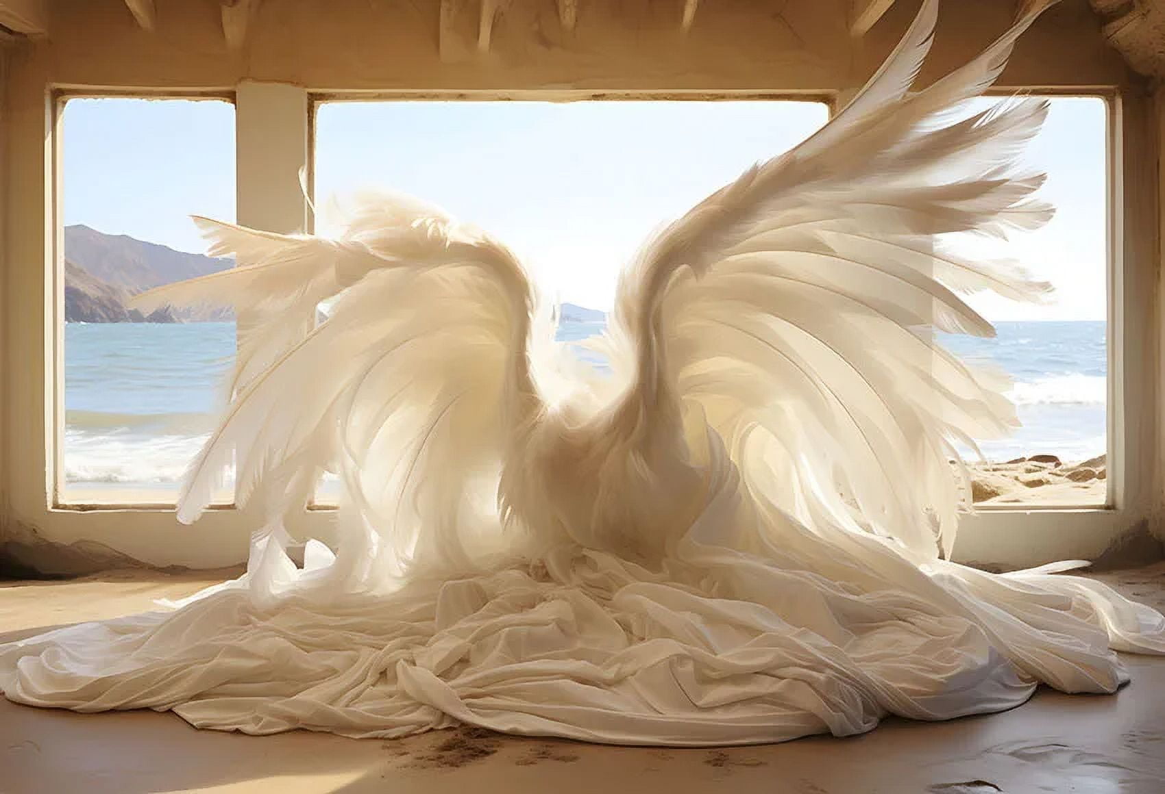 White Angel Wings Window Adult Birthday Wedding Maternity Portrait r ...