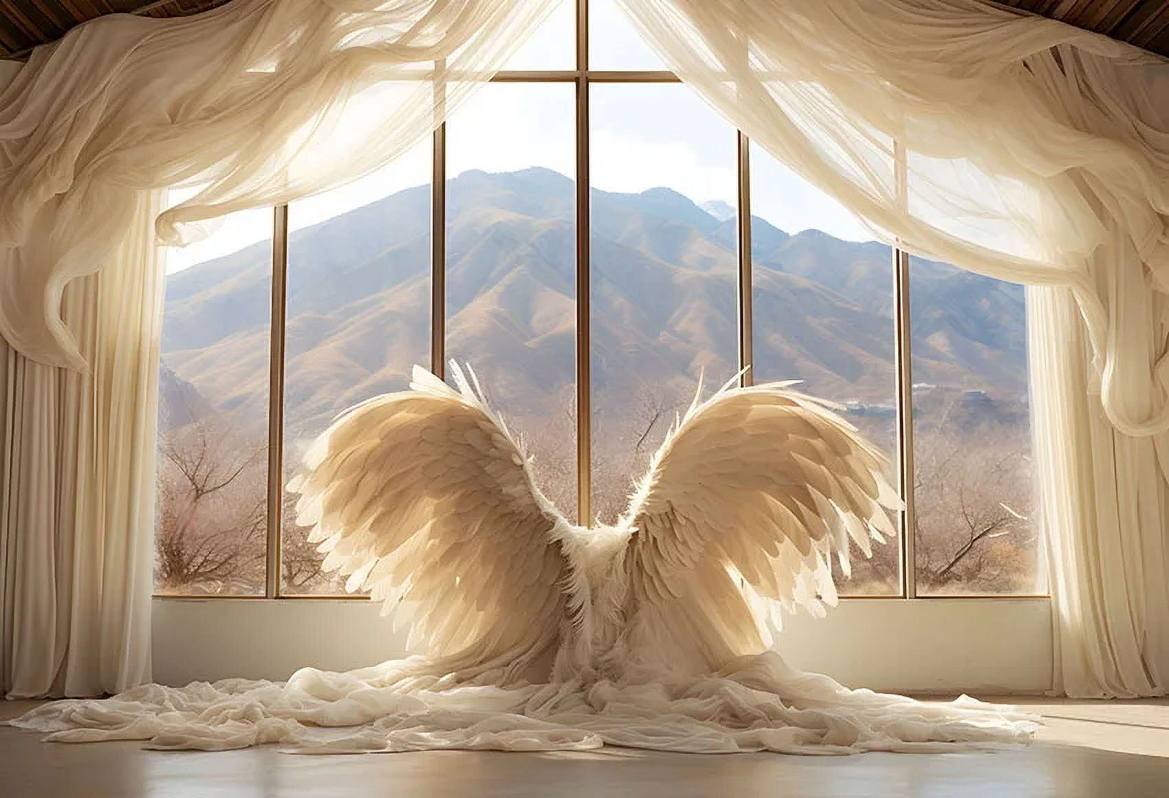 White Angel Wings Window Adult Birthday Wedding Maternity Portrait r ...