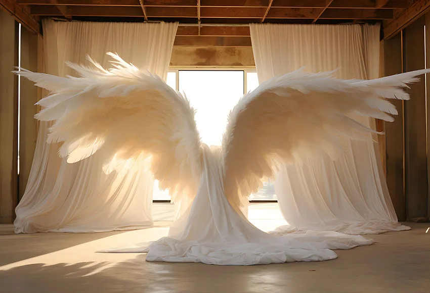 White Angel Wings Window Adult Birthday Wedding Maternity Portrait r ...