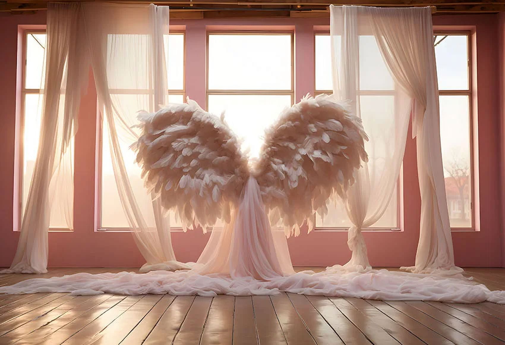White Angel Wings Window Adult Birthday Wedding Maternity Portrait r ...